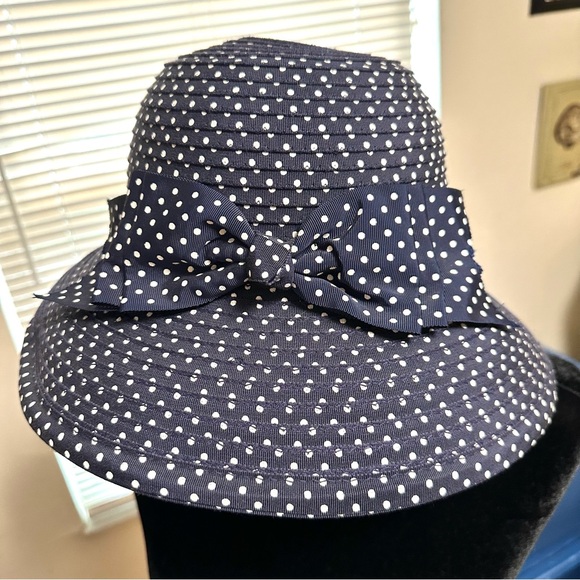 Kokin | Accessories | Kokin Womens Navy Blue Polka Dot Breton Hat ...